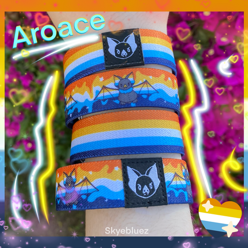 Aroace Bat Bracelet - Aromantic Asexual Pride Elastic Wristband – SkyeBluez